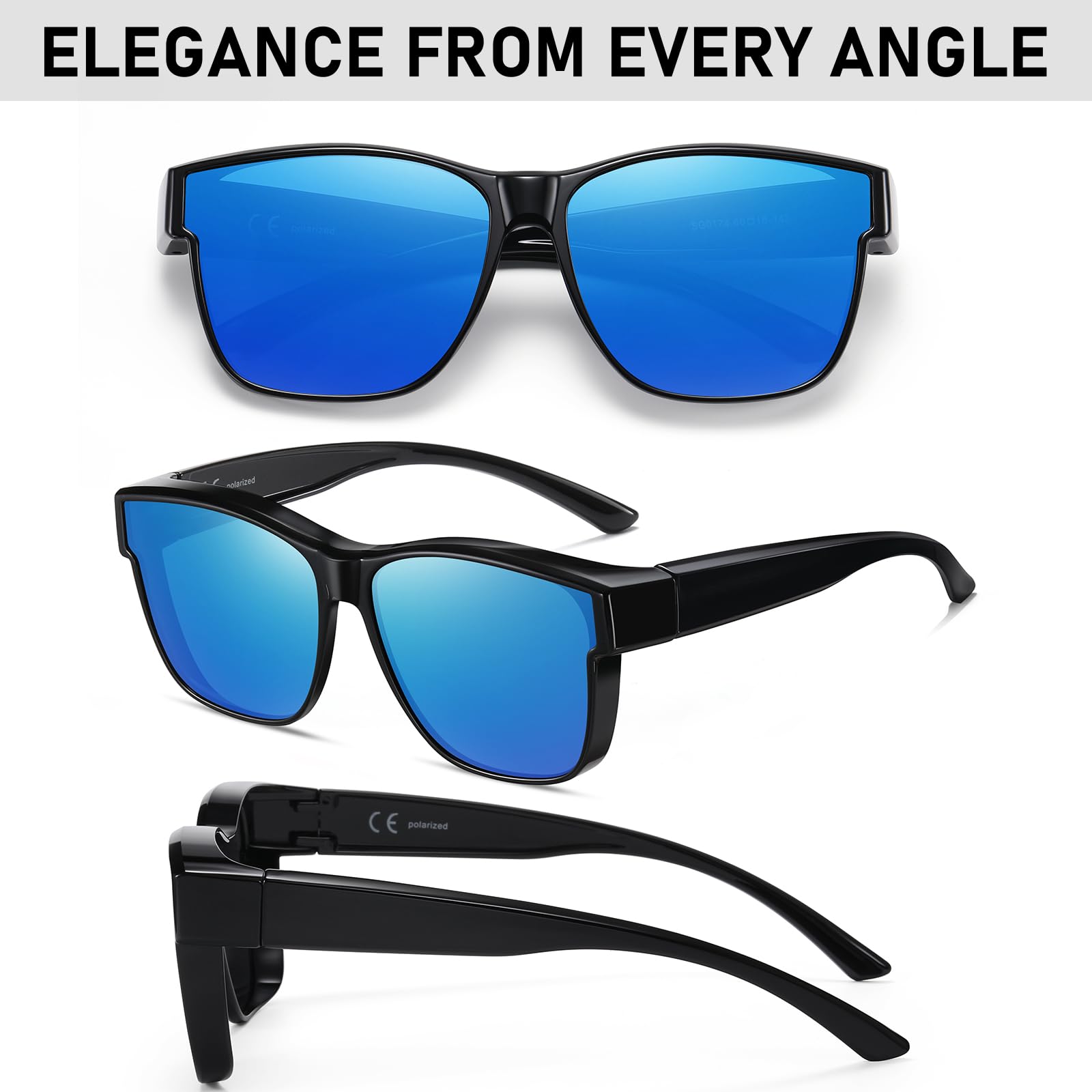 GEGURI Fit Over Glasses Sunglasses for Women Men, Oversized Round Sun Glasses Polarized 100% UV400 Protection