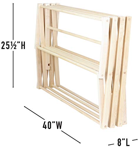 Pennsylvania Woodworks Clothes Drying Rack: Solid Maple Hardwood Laundry Rack for Bedding, Blankets, Towels & More, Heavy Duty, Folding Drying Rack Made in USA, No Assembly Needed, Extra Large