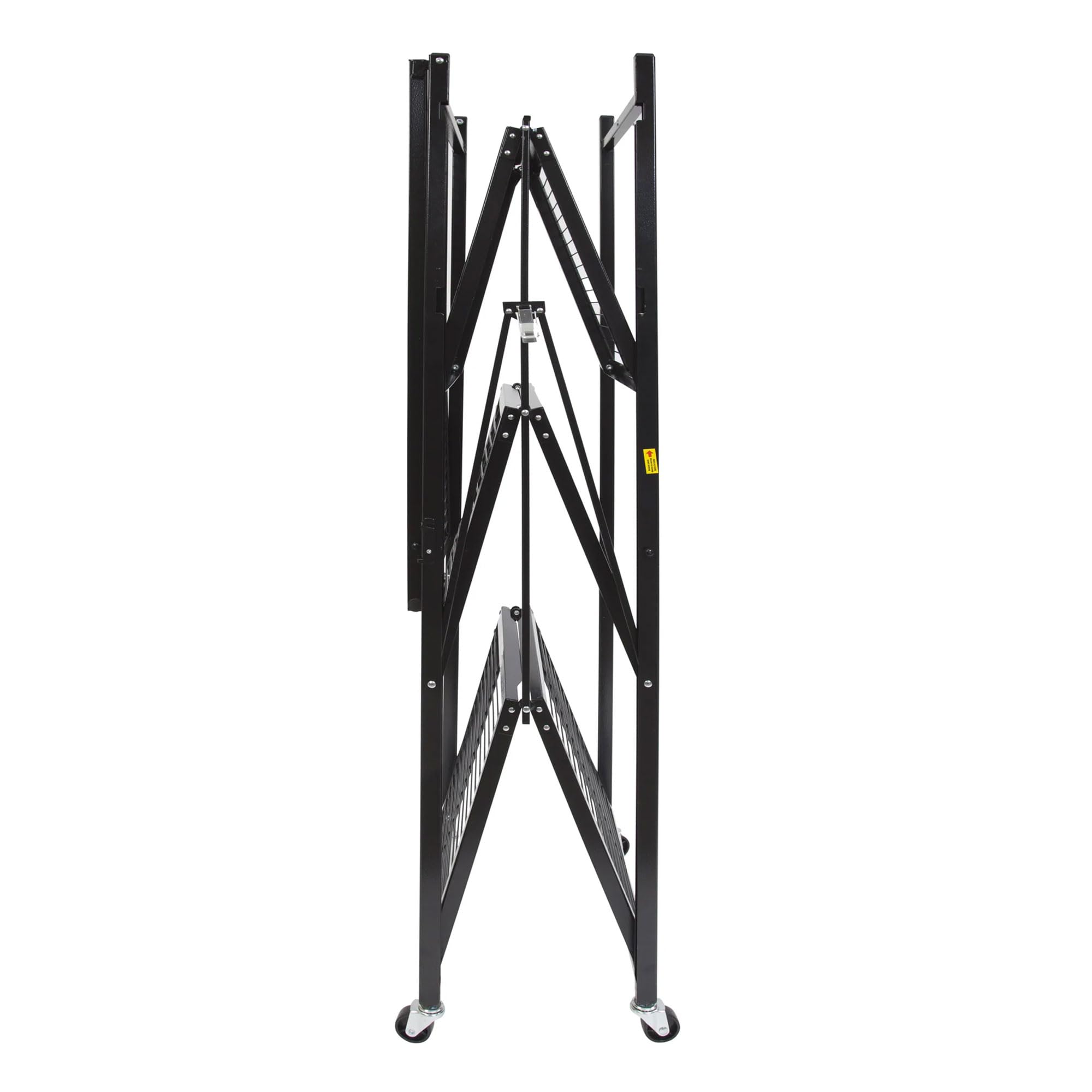Origami R5 4 Tier Foldable Heavy Duty Metal Storage Rack with Wheels Holds Up to 1,000 Pounds for Kitchen, Garage, or Garden Storage, Black, Renewed