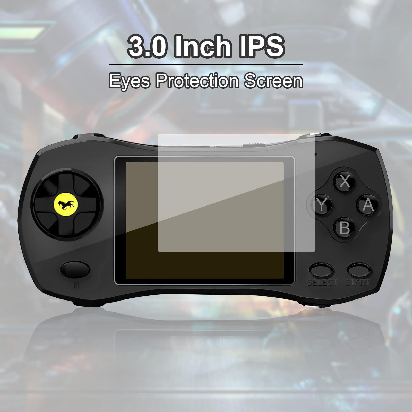 Handheld Game Console Built-in 5000 Retro Games - 3 Inch IPS Portable Video Game Player 10 Emulators Electronic Gaming System Support 2 Players & AV Output, Best Gift for Kids Adults -Black