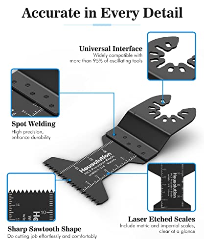 Housolution Metal/Wood Oscillating Tool Saw Blades, [20 PCS] Metal Universal Multitool Blades Kit, Quick Release Saw Blades Compatible for Dremel Porter Cable Fein Milwaukee Bosch, 7 Types of Blades