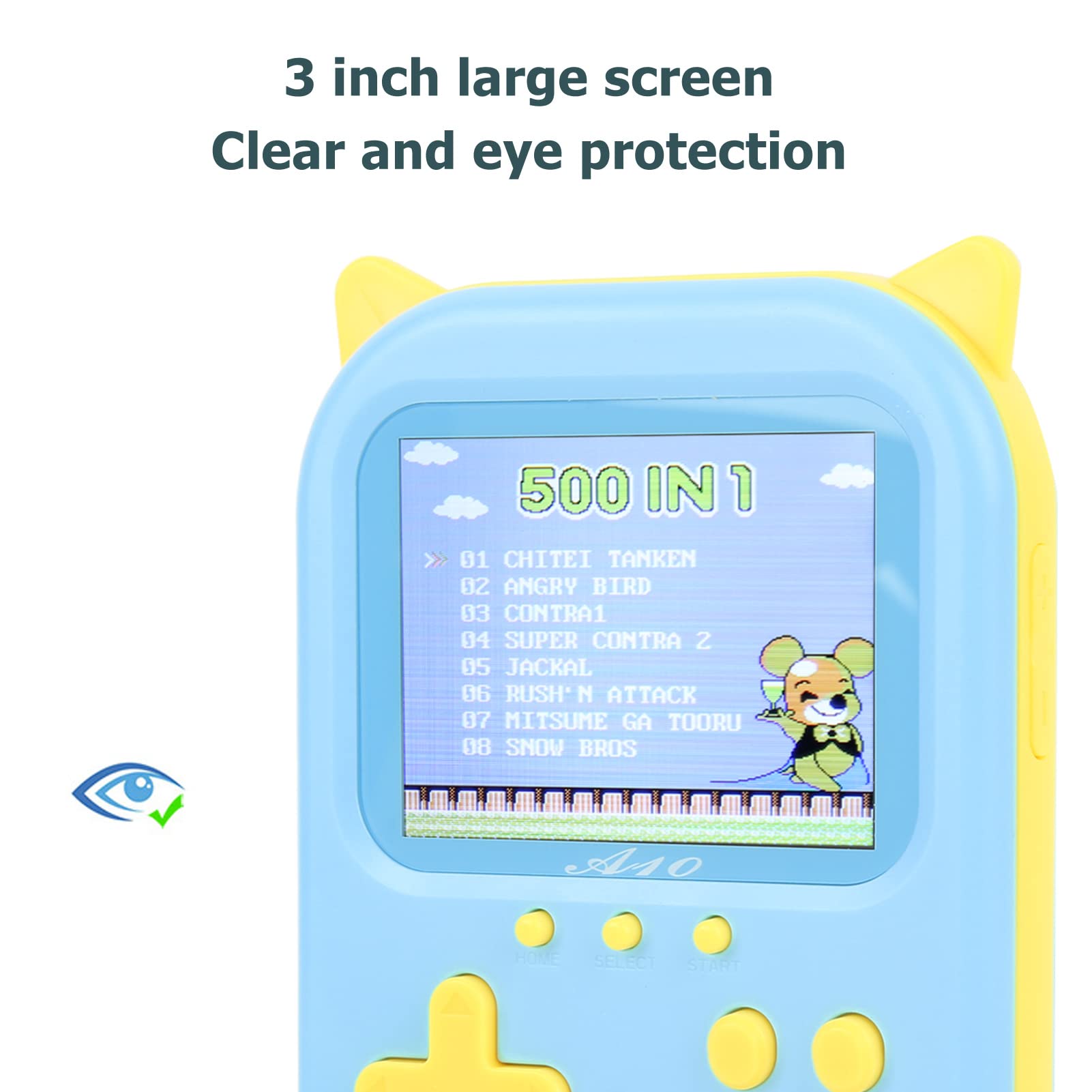 Handheld Game Console, Blue 3 Inch Screen Game Console Mini Sensitive for Dormitory