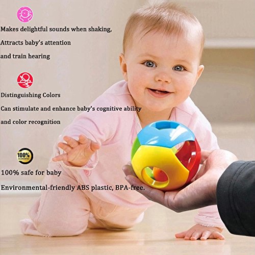 FOREAST 3 Pcs Baby Rattle Ball Toys Colourful Shaking Bell Developmental Rolling Balls Newborn Handbells Infant Gift