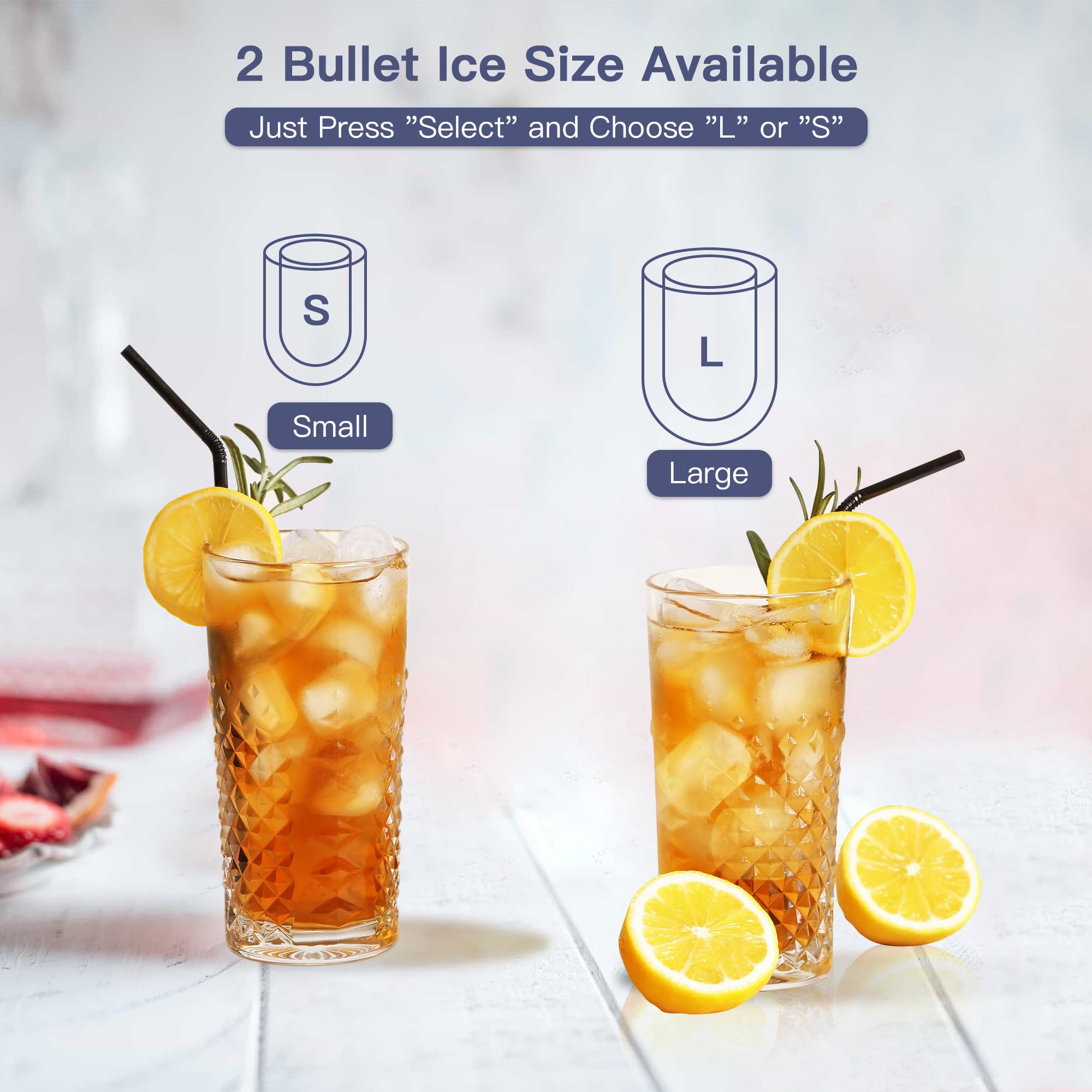 rosmena Countertop Ice Maker, 30lbs/24H Small Ice Machine with Self-Cleaning, Portabe Bullet Ice Maker, 9 Cubes in 6 Mins, 2 Size Option, with Ice Basket/Scoop for Home/Kitchen/Bar/RV (Black)