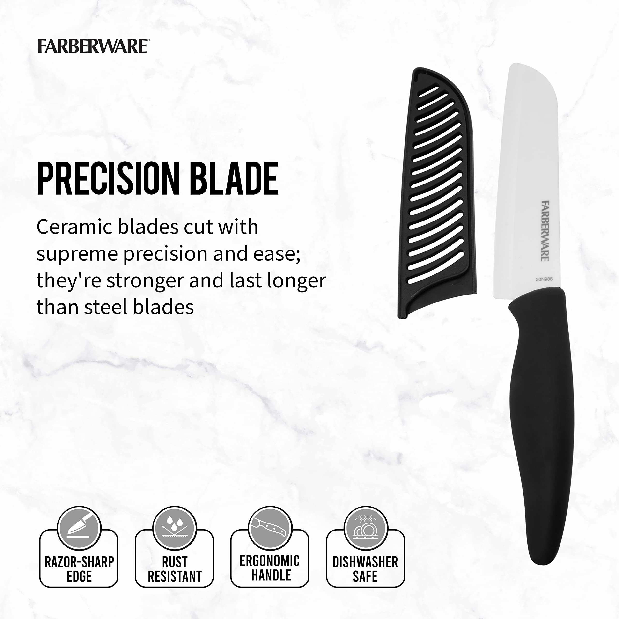 Farberware 5243363 Ceramic Knife Set, 2-Piece, Black