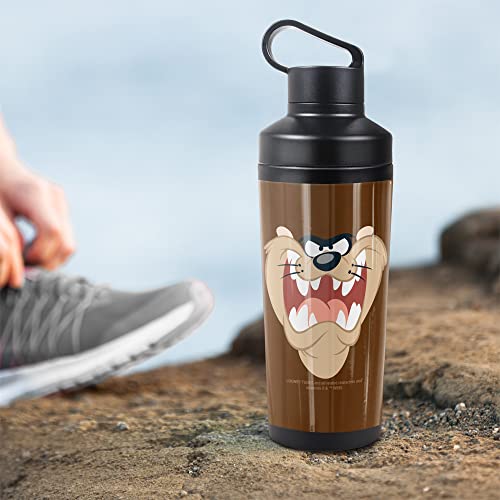 Looney Tunes OFFICIAL Taz Face 18 oz Insulated Water Bottle, Leak Resistant, Vacuum Insulated Stainless Steel with 2-in-1 Loop Cap