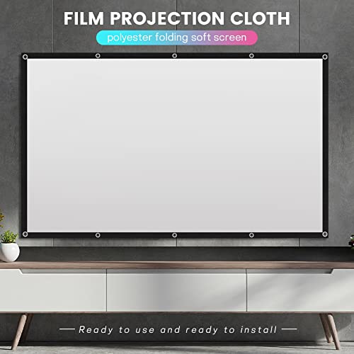 Fangyid Portable Projector Screen for Home Theater Outdoor HD White Foldable Anti- (120Inch)