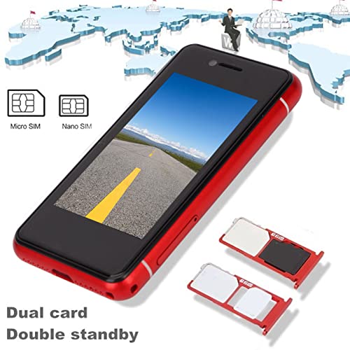 Mini Cellphone, WiFi GPS 8MP Front Camera 1GB 8GB Smartphone for Gifts (Red)