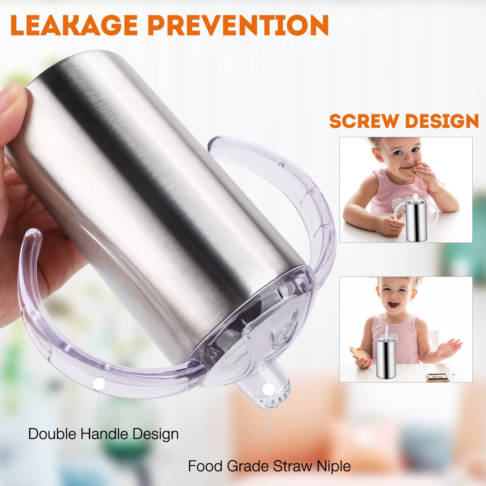 Vermida 12oz Stainless Steel Sippy Cups for Toddlers with Handles, Spill Proof Double Wall Vacuum Insulated Sippy Cups, Kids Straw Cups with Extra Lids for School, Outdoor