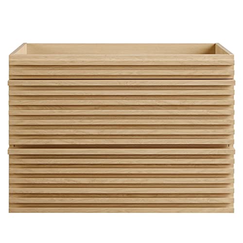 Modway Render 30" Wall-Mount Bathroom Vanity in Oak-Sink Basin Not Included, 30 Inch