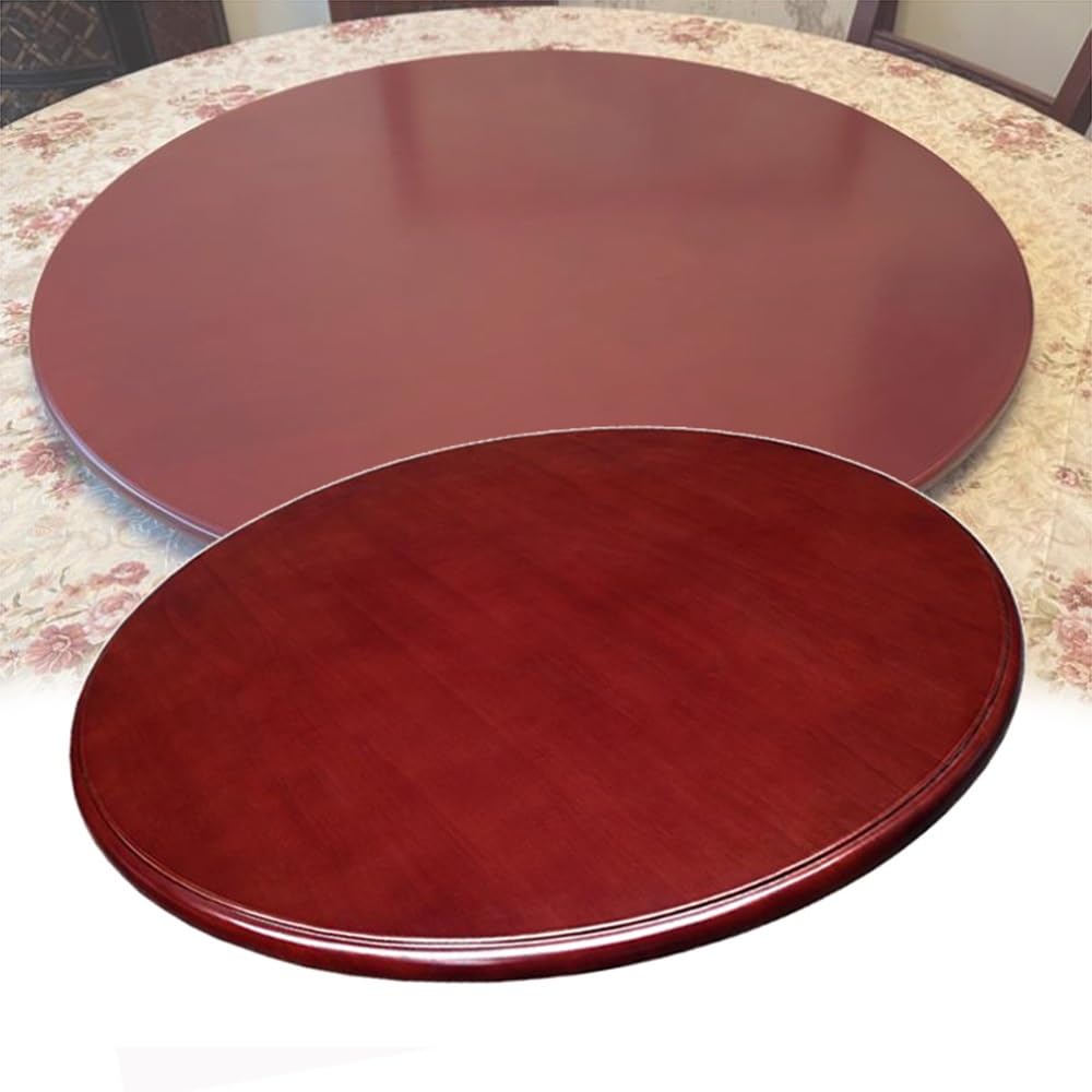 Generic Turntable Rotating Lazy Susan 30in 40in Wooden Dining Table Serving Tray Wine Red Large Serving Plate ForHomes & Restaurants,360° Swivel,Silent,Smooth (Color : Burgundy, Size : 80 cm (30 in)