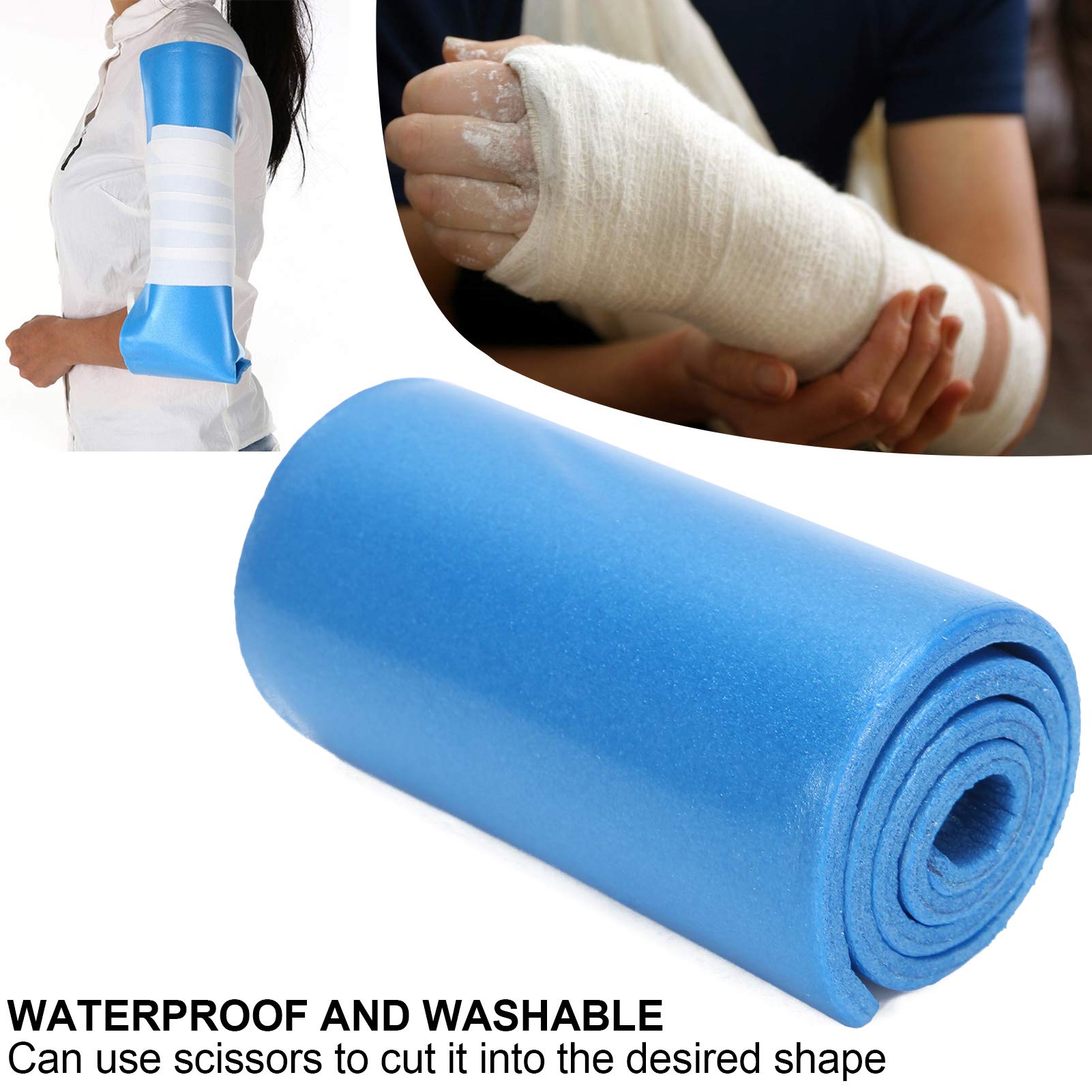Foam-Rolled Emergency Splint, Leg Arm Sprain Fracture Injury Immobilization Reusable Foam Splint - Good Xray Perspectivity, Good Plasticity, Can Be Cut(Blue)(15 *