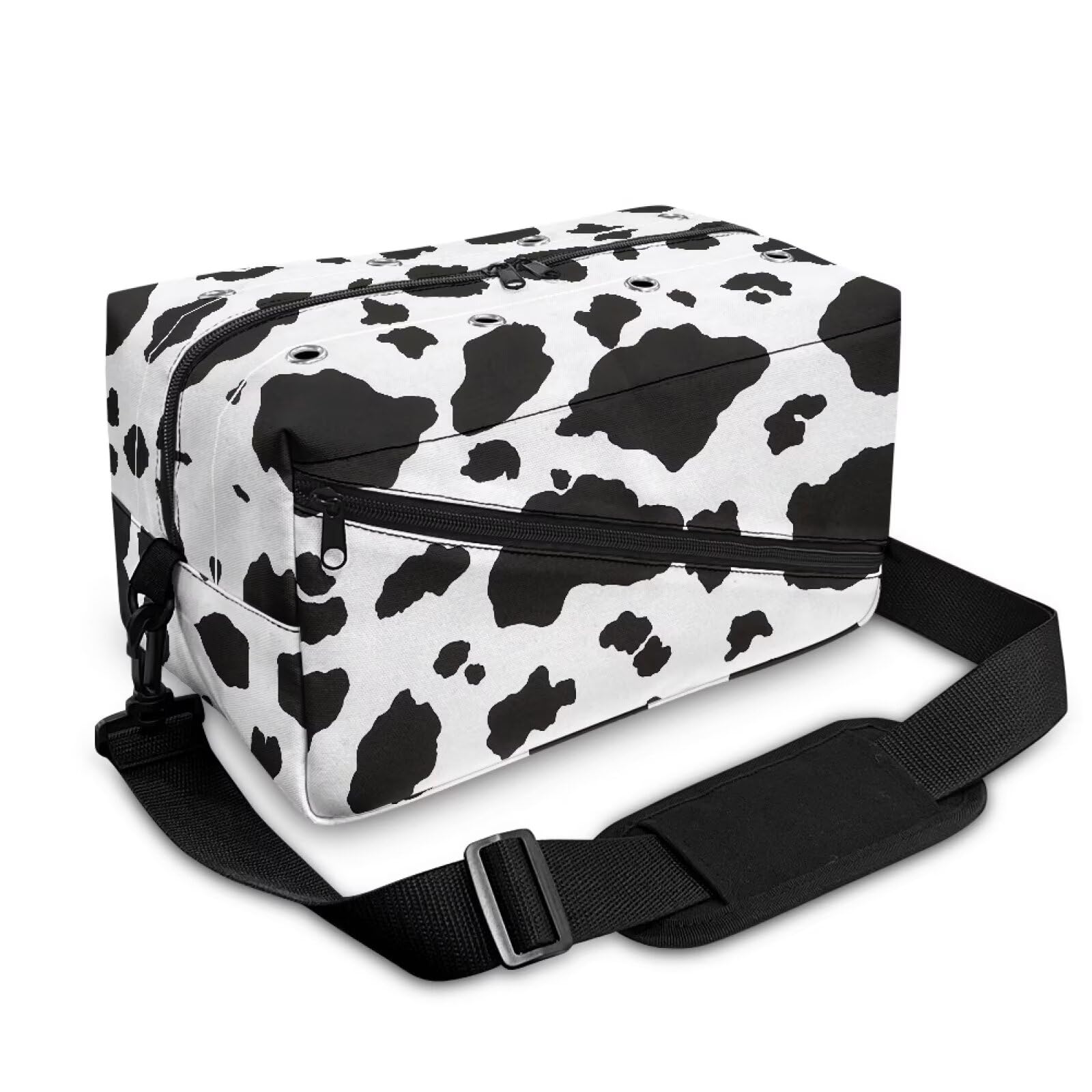 Kathyboom Cow Print Knitting Bag for Yarn Storage, Large Capacity Yarn Tote Organizer Crochet Bag for Knitting Needles, Crochet Hooks and Other Accessories