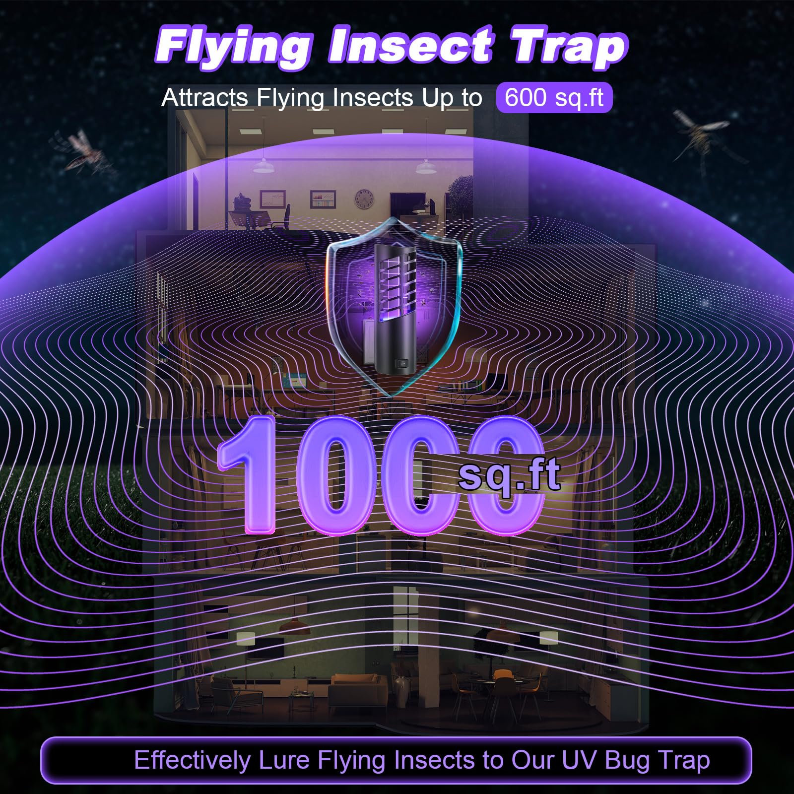 Qualirey Flying Insect Trap Mosquito Trap Indoor Plug in, Fruit Fly Traps for Indoors with 9W UV Light, 10 Sticky Glue Board Refills for Fruit Flies, Gnats, Moths, Indoor Fly Catcher for Home Office