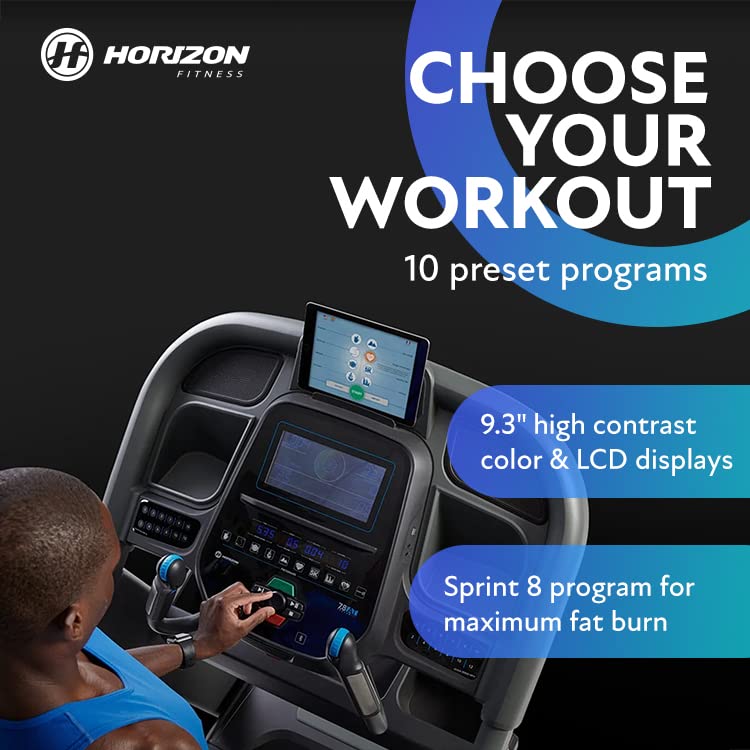 Horizon Fitness 7.8 at Studio Series Smart Treadmill with Bluetooth and Incline, Heavy Duty Folding Treadmill 375 lbs Weight Capacity, Pro Running Machine for Home Exercise and Running with Apps