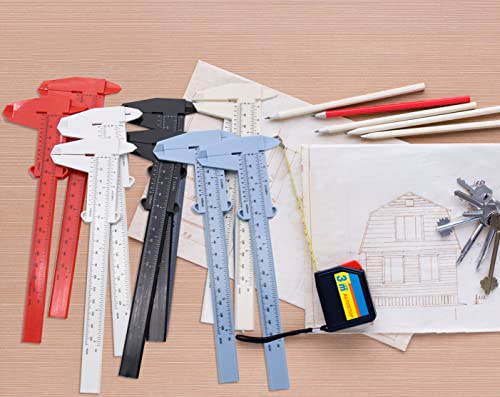 Mini Plastic Caliper, 10 Pack 6in/150mm Vernier Caliper, Double Scale Sliding Gauge Measuring Tool for Student Office, Jewelry Sliding Gauge Ruler Measuring Tool, 5 Different Colors(10 Pack)