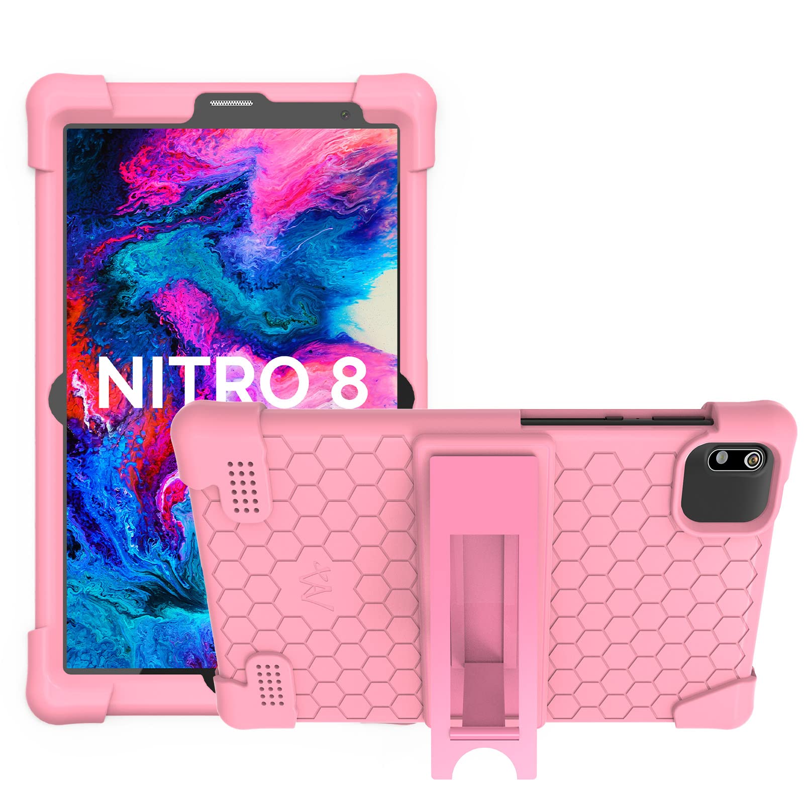 Maxwest Nitro 8 Tablet Case(NOT for Astro 8R), Transwon Kids Case for Maxwest Nitro 8 Tablet 8 Inch/XMobile X8A Tablet Case - Pink