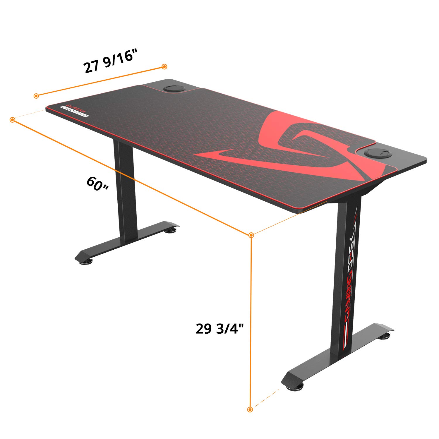 EUREKA ERGONOMIC DESIGNA Large Gaming Desk Large 60 Inch, T-Shaped Home Office Computer Desk with Full-Size Mouse Pad, Table Workstation with Cable Management Holes, Black