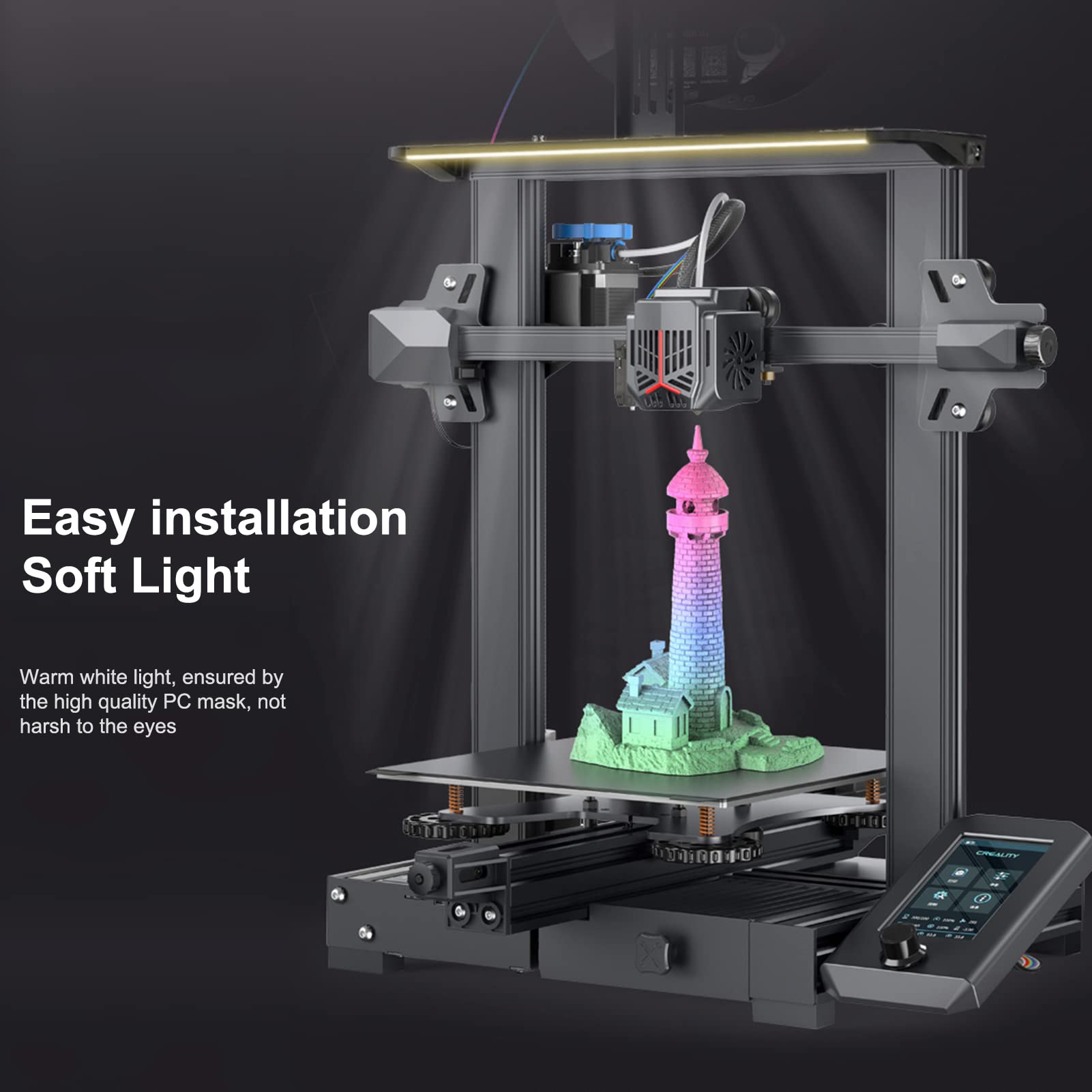 ENOMAKER Creality 3D Printer LED Light Bar Kit for Ende 3 V2 Neo Lighting Strip Upgrade LED Chip,24V Premium Warm White Soft Light, Engergy and Power Saving for Creality Ender 3/Pro/V2/V2 Neo