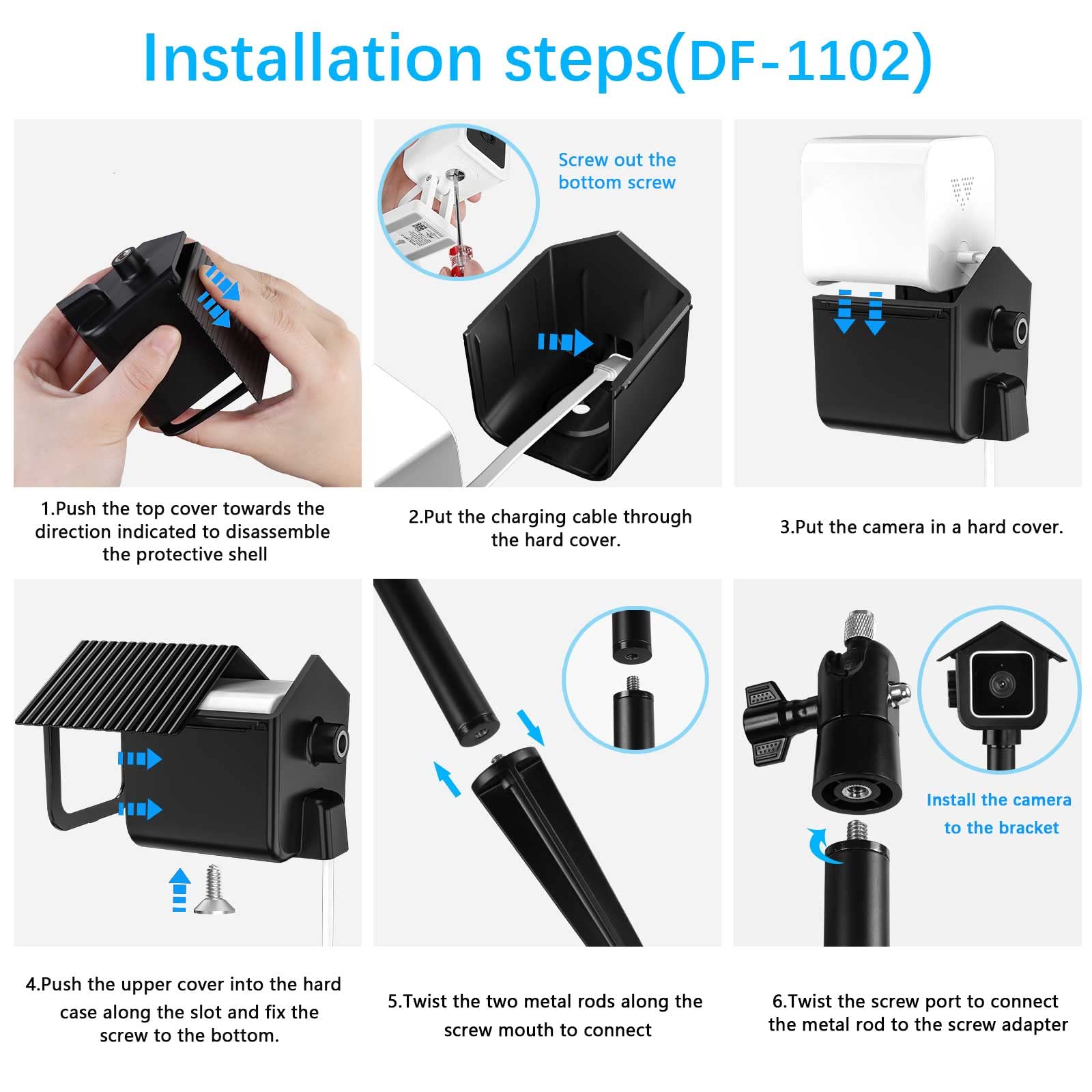 Holicfun Adjustable Ground Stake Mount with Weatherproof Cover for Wyze Cam v3 and Wyze Cam v3 Pro Camera, Black