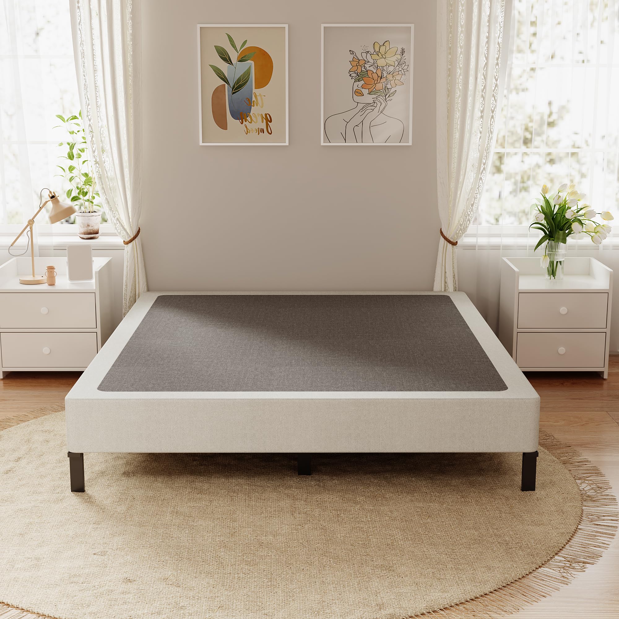 OSASET Queen Box Spring, 7 Inch Box Spring for Queen Bed, 3000 lbs Heavy Duty Metal Frame Mattress Foundation with Fabric Cover, Easy Assembly-Noise Free