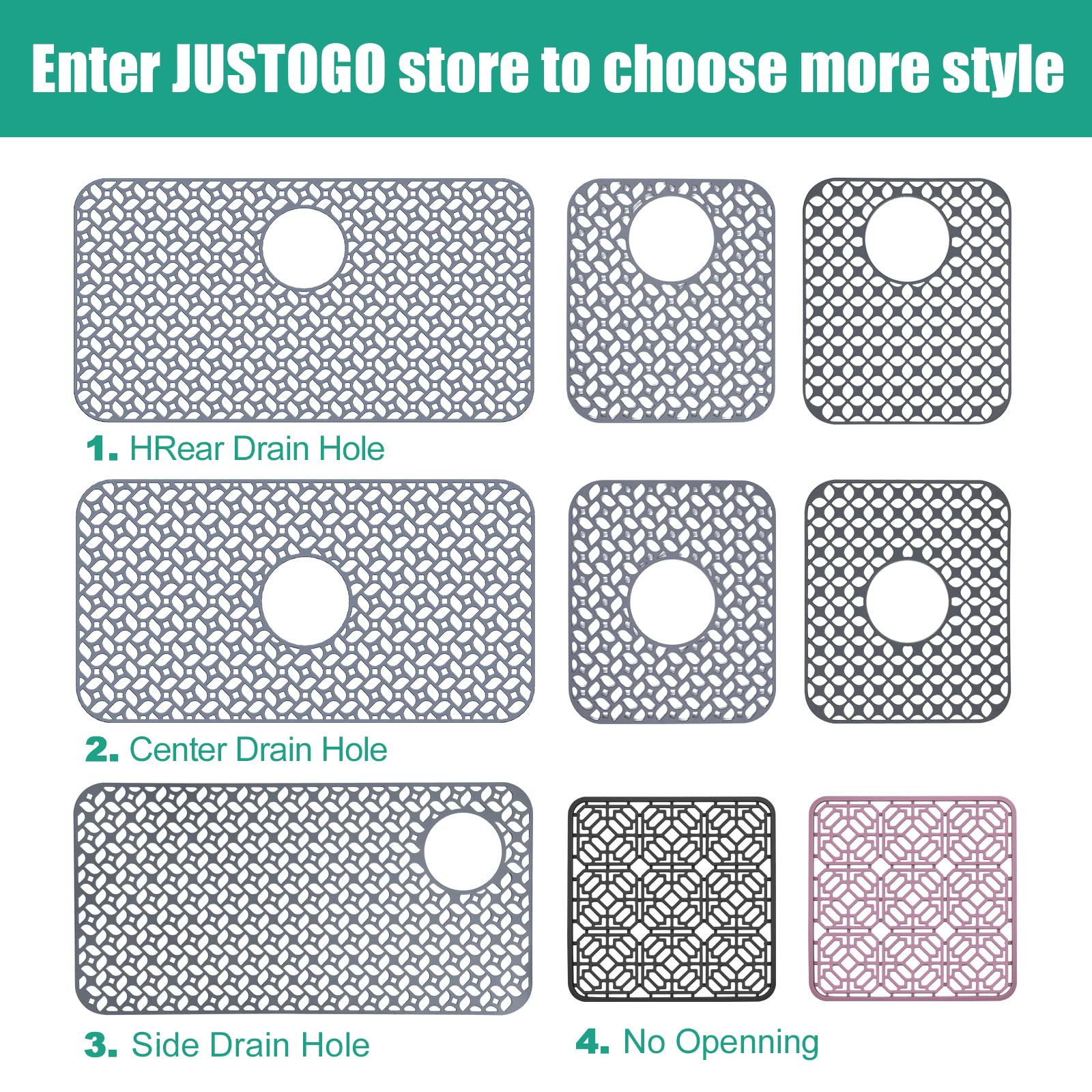 JUSTOGO Silicone Sink Mat 28.2''x 14.2'', Grey Sink Protectors for Kitchen Sink Grid Accessory, 1 PCS Non-slip Sink Mats for Bottom of Kitchen Farmhouse Stainless Steel Porcelain Sink Right & Left