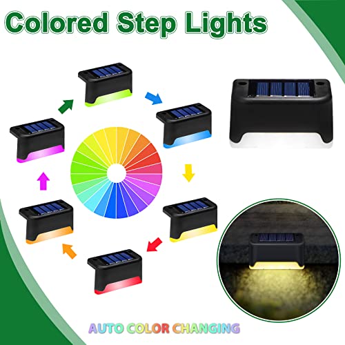 K.E.J. Solar Deck Lights Outdoor Waterproof LED Step Light Landscape Lighting Solar Lights Porch Decor for Fence, Stairs,Step,Yard,Patio,Driveway,Pathway,Yard,Backyard and Garden