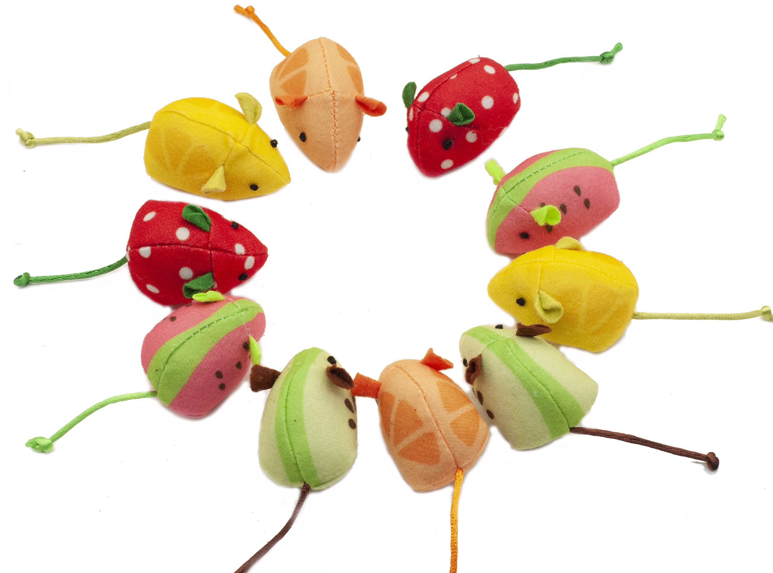 Fashion's Talk Cat Toy 10 Count Fruit Mice Soft Plush Catnip Mouse Kitten Toys Pure Catnip,Value Pack