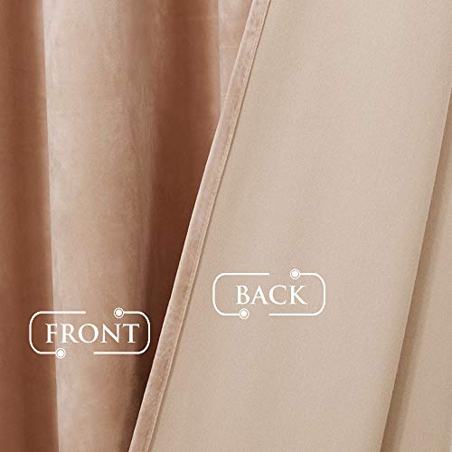 StangH Beige Blush Curtains Velvet - Home Decoration Back Tab Design Light Blocking Window Curtains, Sound Lower Privacy Drapes for Classroom/Baby Sleeping, W52 x L96, 2 Pieces