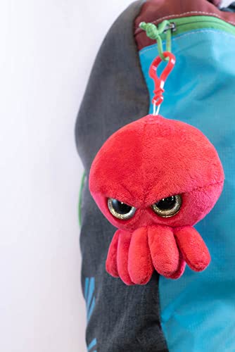 Grumpy Baby Octopus Stuffed Animal Keychain - Mini Plush Keychain Pendant with Clip - Super Cute Soft Stuffed Animal Plushie Toy for Backpack, Handbag, Purse, Car Accessories (Red, 3β)