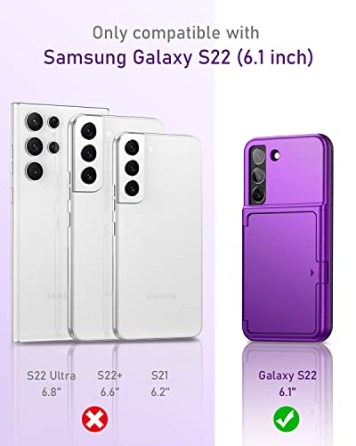 WeLoveCase Samsung Galaxy S22 Case Wallet Case with Credit Card Holder & Hidden Mirror, All-Round Protection Shockproof Phone Cover Designed for Samsung Galaxy S22 5G, 6.1 inch Purple
