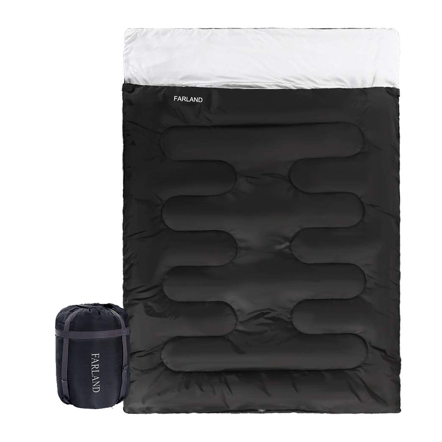 FARLAND Sleeping Bags 20℉ for Adults Teens Kids with Compression Sack Portable and Lightweight for 3-4 Season Camping, Hiking,Waterproof, Backpacking and Outdoors (Dark Grey Double, Rectangle)