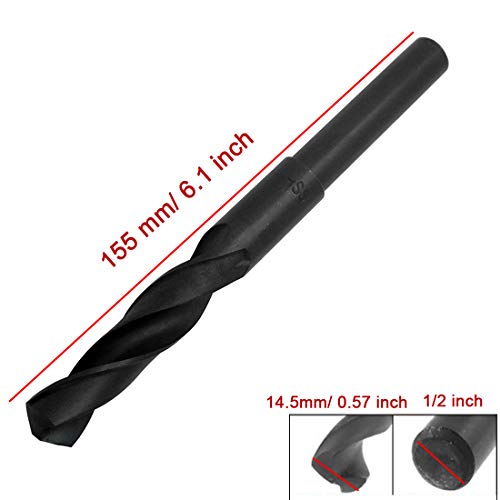 Luomorgo 1/2 Straight Shank Hardened High Speed Steel 14.5mm(37/64") Metric Jobber Drill with Plastic Case