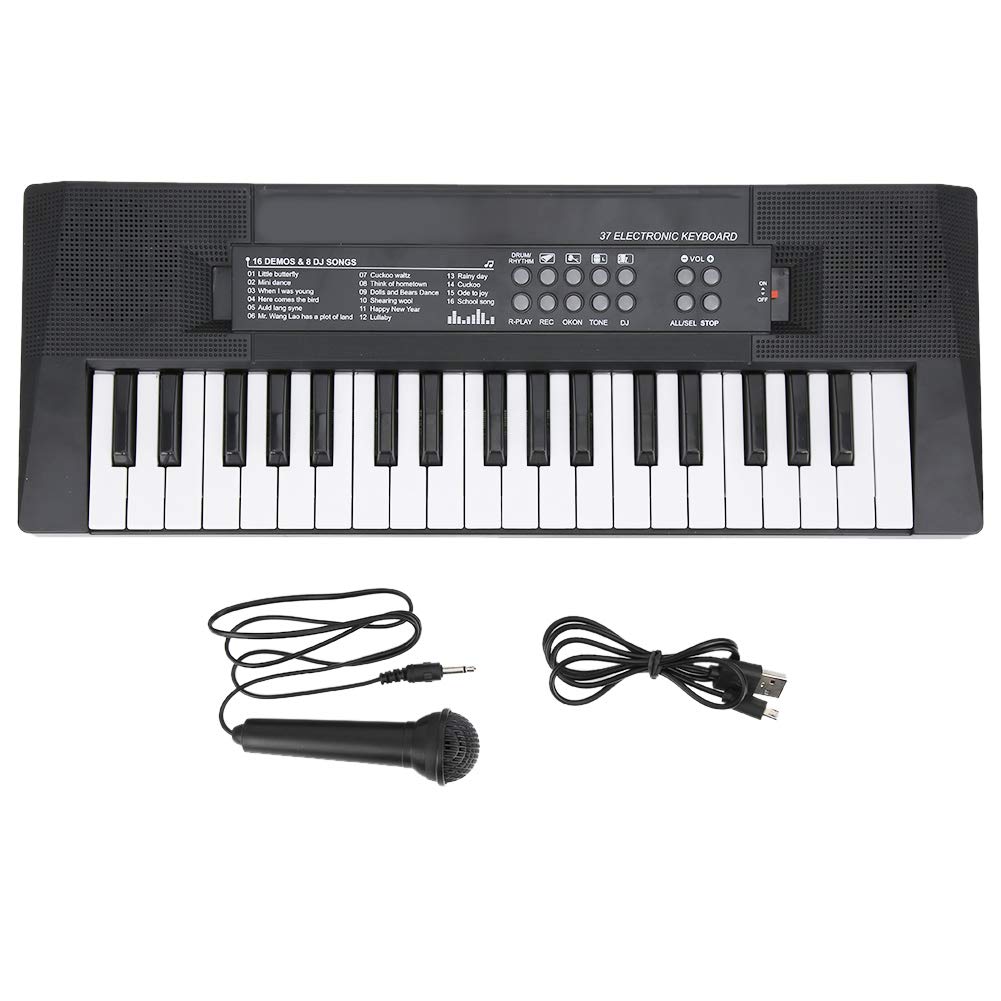 HOLPPO Electric Keyboard,Durable Plastic 37 Key Piano,Adjustable Volume Dual Power Supply Portable Keyboard Piano Microphone Recording Function