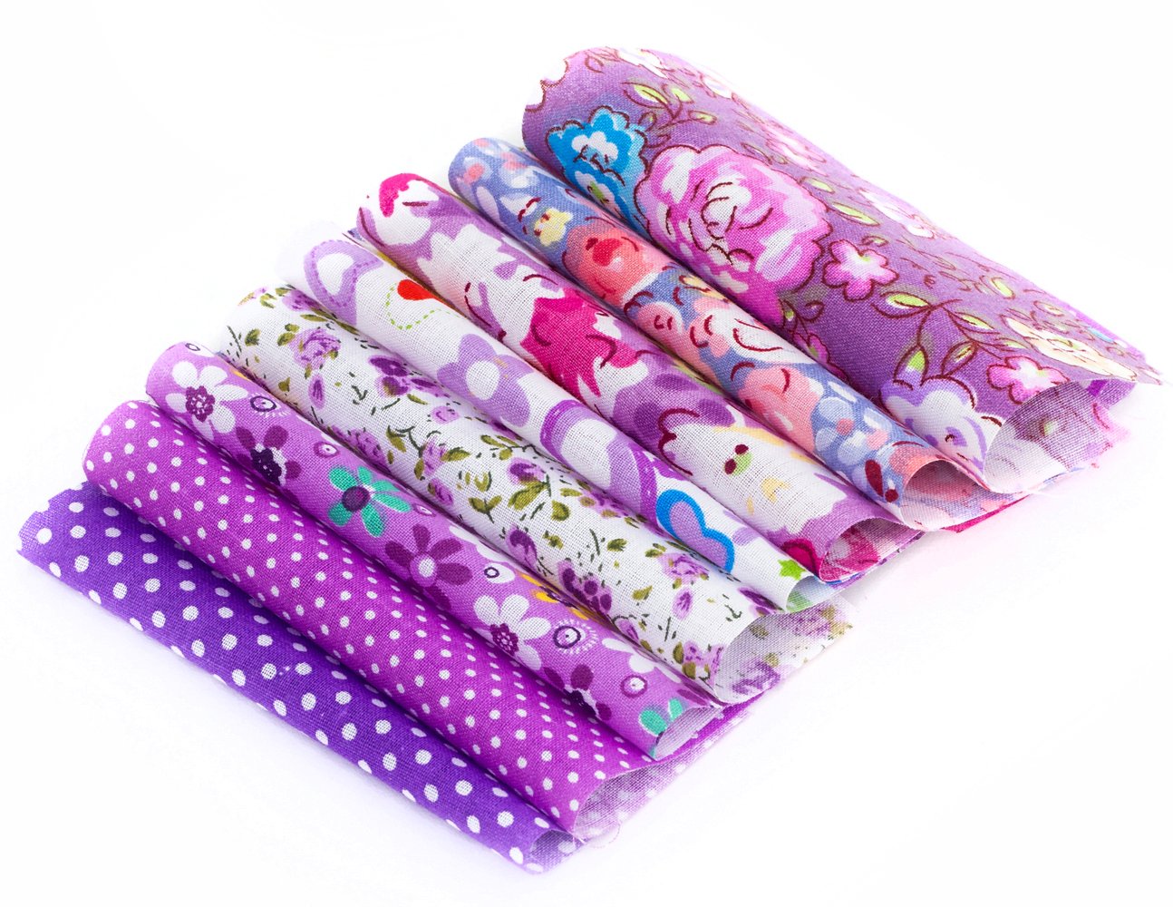RayLineDo 50pcs 1010cm Different Pattern Patchwork Fabric Craft Printed Cotton Material Mixed Squares Bundle Quilting Scrapbooking Sewing Artcraft DIY Fabric Purple Series