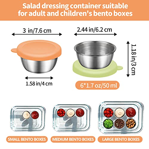 Qefuna 12 Pcs Silicone Lunch Box Dividers, 10PCS Food Picks, 6x1.7 oz Salad Dressing Container To Go, Lunch Accessories for Bento Box