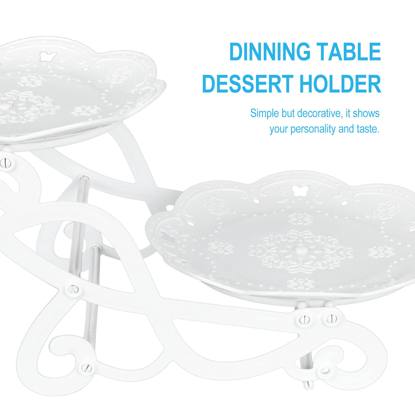 generic 2 Sets of 2- Tier White Dessert Cake Stand Pastry Stand Bicycle Cupcake Stand Cookie Tray Candy Fruit Plate and Trays for Wedding Home Birthday Party
