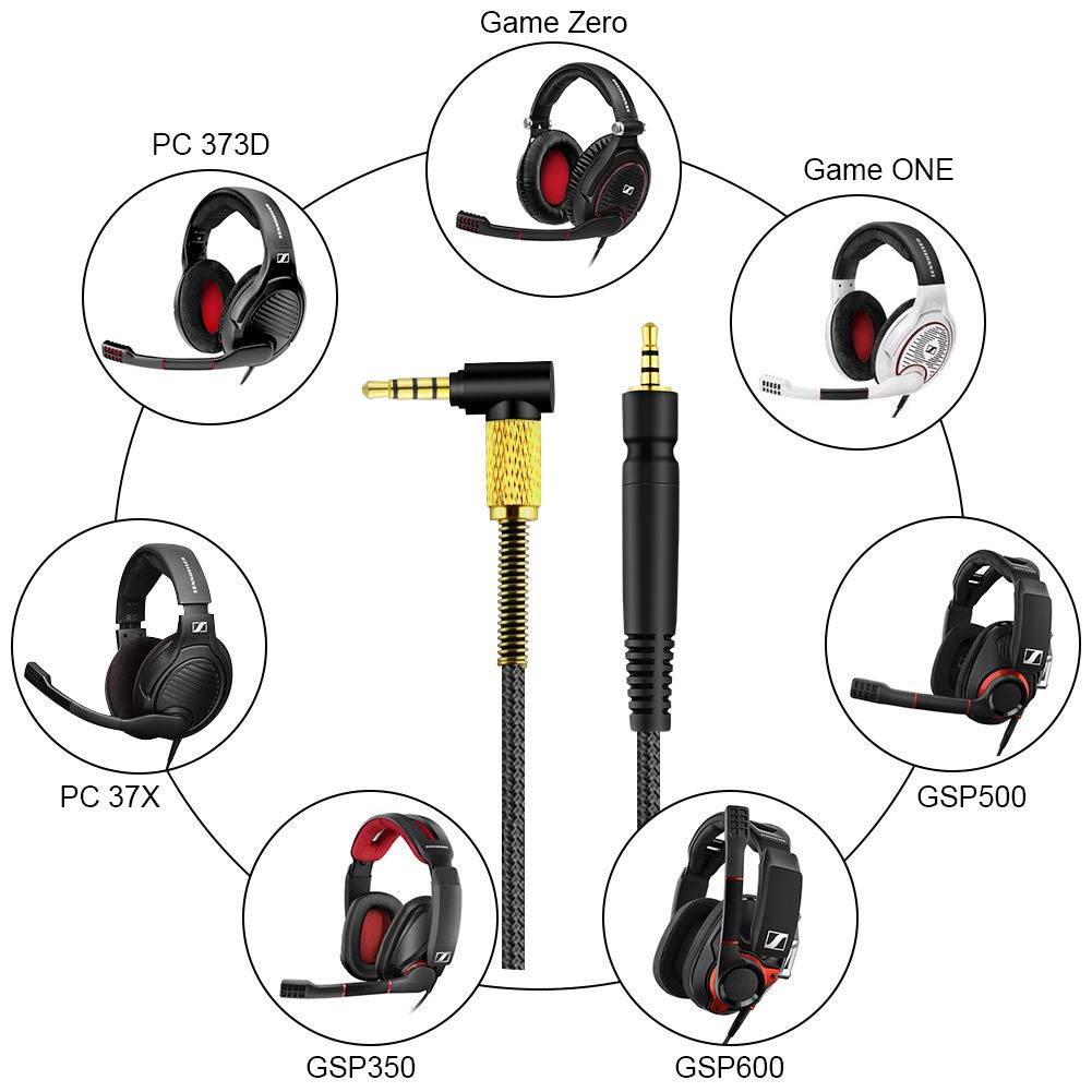 GSP 600 Cable Replacement PC37X Headset Audio Cord Compatible with Sennheiser Game Zero Game ONE, GSP500 GSP600 GSP350, PC 37X PC 373D Gaming Headphones (4.9ft/1.5m)
