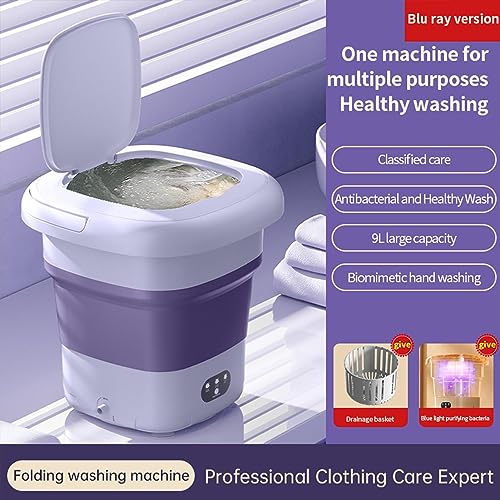 EUUZU Small Portable Washing Machine, Mini Washer 9L High Capacity with 3 Modes Deep Cleaning, Foldable Washing Machine Ultrasonic Turbine for Apartments, Dorms and Travel