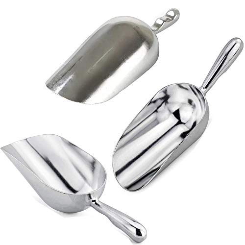 Ice Cube Scoop Cast Aluminum Shovel Scoops Kitchen Utility Scoops Set Contoured Handle, Ice Scooper for Ice Maker Freezer Coffee Bean Food Candy Flour Popcorn Rust Free 12 oz