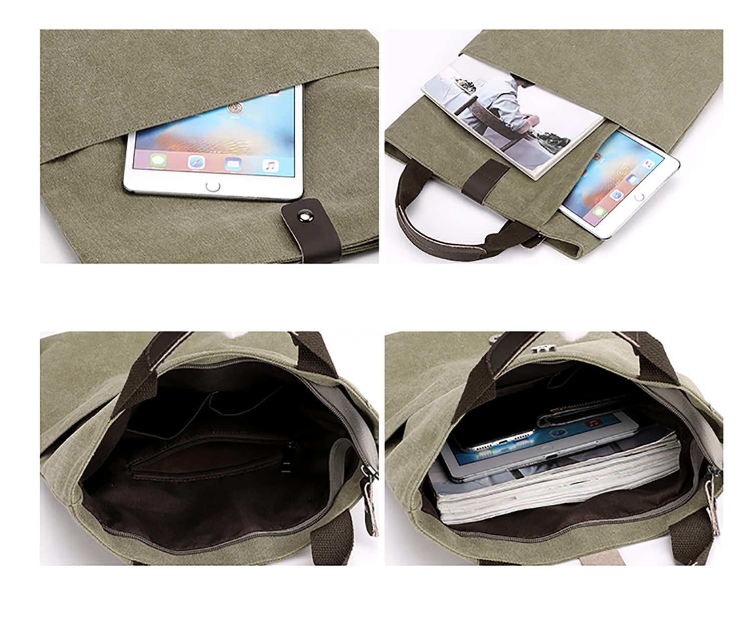 Folding Canvas Crossbody Shoulder Handbag Tote Bags with Adjustable Shoulder Strap Casual Messenger Bag (Black)