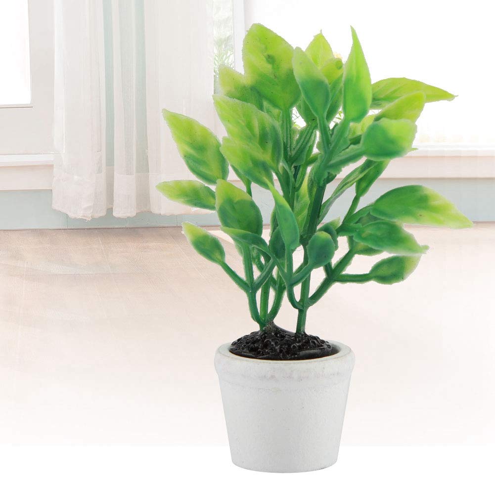 Fdit Artificial Miniature Green Plant Bonsai Fake Potted Plant Garden Decor Accessory for Home Garden Decor Regard