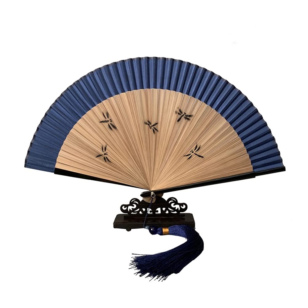 Folding Fan Chinese Style Ancient Style Bamboo Handle Folding Fan Juan Cloth Female Fan Cherry Blossom Portable Jump Dance Fan Fan (B 21Cm)