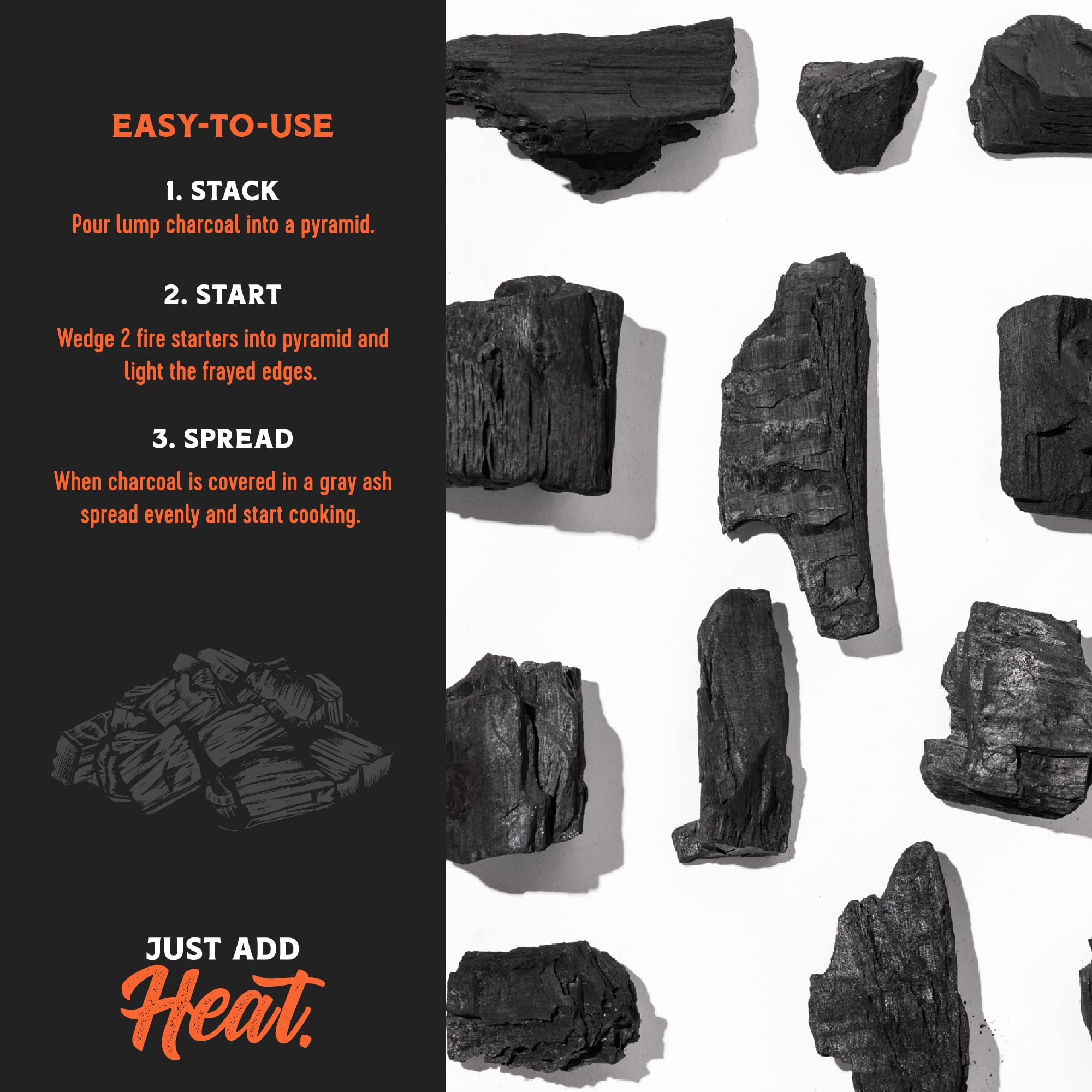 Fire & Flavor Premium All Natural Hardwood Lump Charcoal - Lump Charcoal for Grilling - Lump Charcoal for Smoker - Clean Burning Oak and Mesquite Charcoal Blend - 8lbs