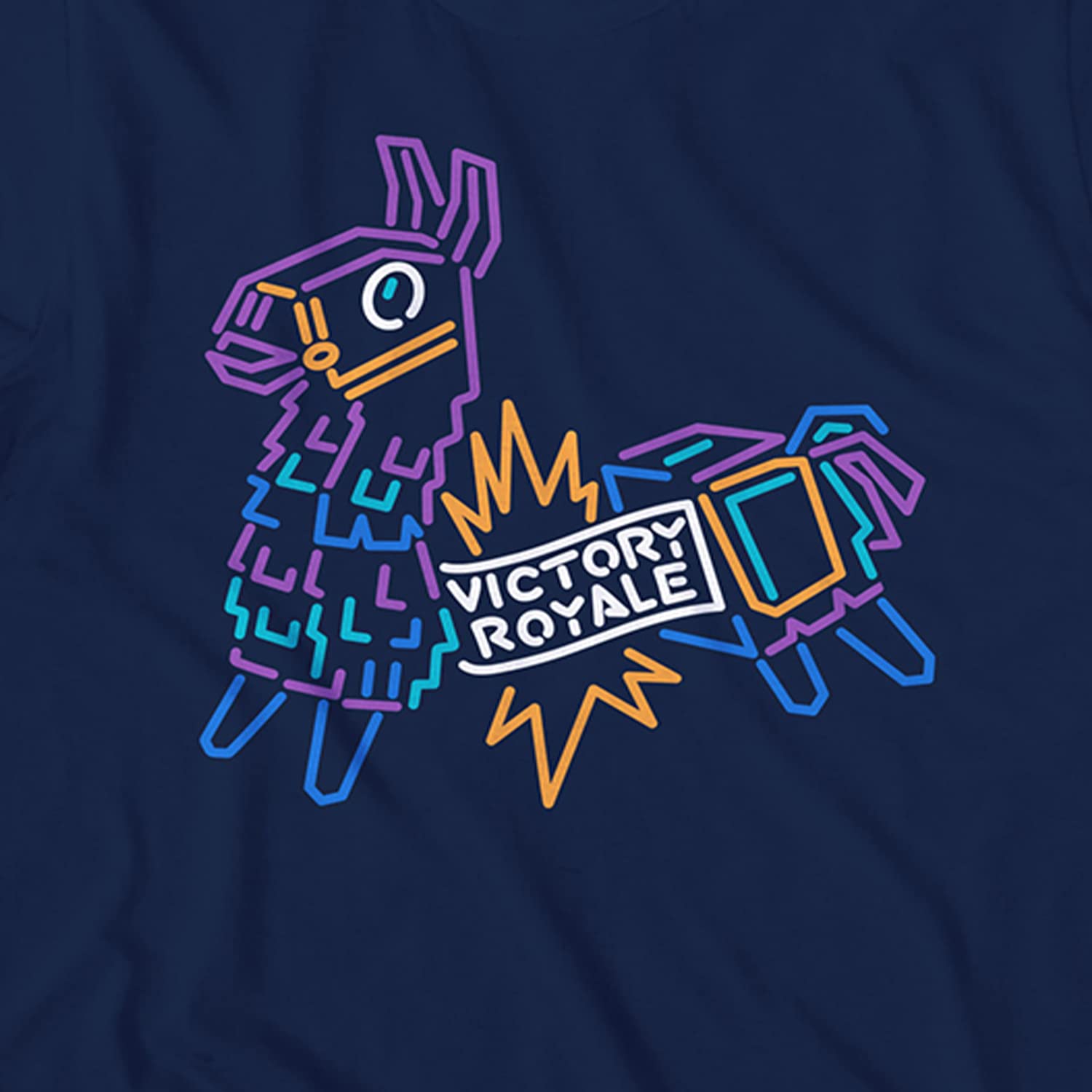 FORTNITE Boys Video Game Shirt - Squad Up, Llamas, Cuddle Team, Durr Burger, Guaco's Tacos T-Shirt (Navy Llama, Large)