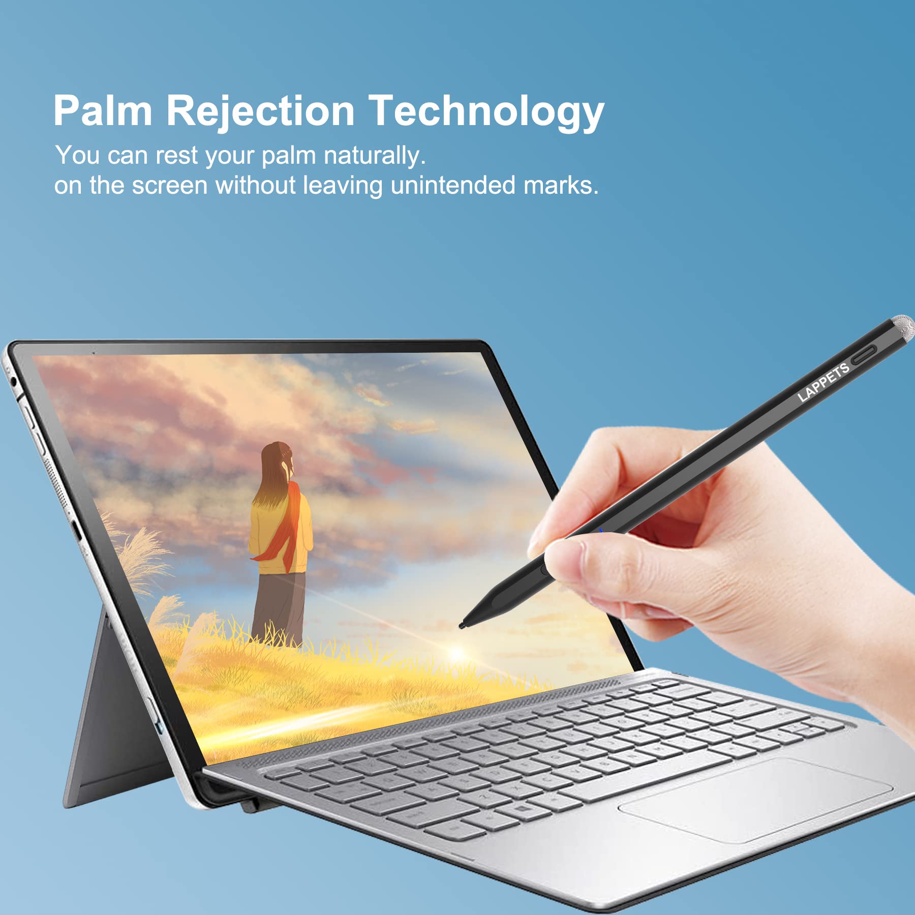 Lappets Stylus Pen Compatible for Surface Pro X/3/4/5/6/7/8, Official Authorized Tablet Pen with Real-time Writing, Pinpoint Accuracy, Surface Laptop/Book 3/2/1, Surface Go 2/Go