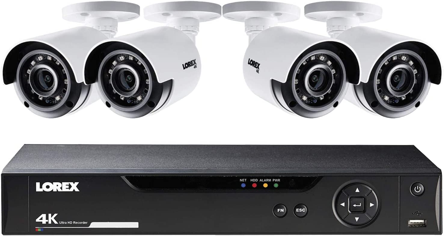 Lorex 4K HD 8 Channel Security System with 1TB DVR and 4 Ultra HD 4K Outdoor Bullet White Cameras, Smart IR 135ft Night Vision, Lorex Cloud (M. ) (Renewed)