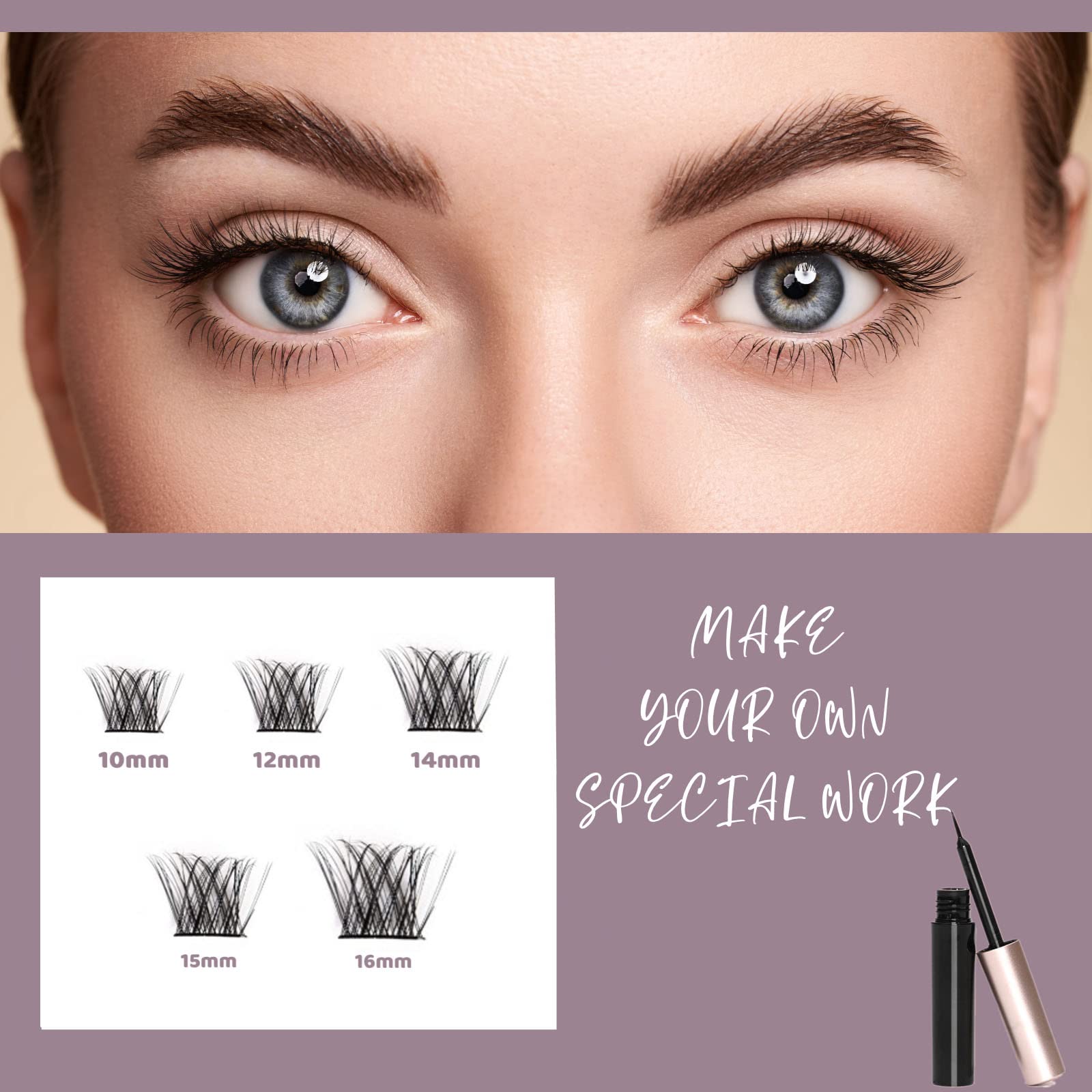 Individual Lashes False Eyelashes 45 Cluster Lashes Eyelash Extension Kit with Lash Glue DIY Wispy Fluffy Lash Clusters Reusable Natural Soft Eyelashes Thin Band C CC D Curl 10-16MM