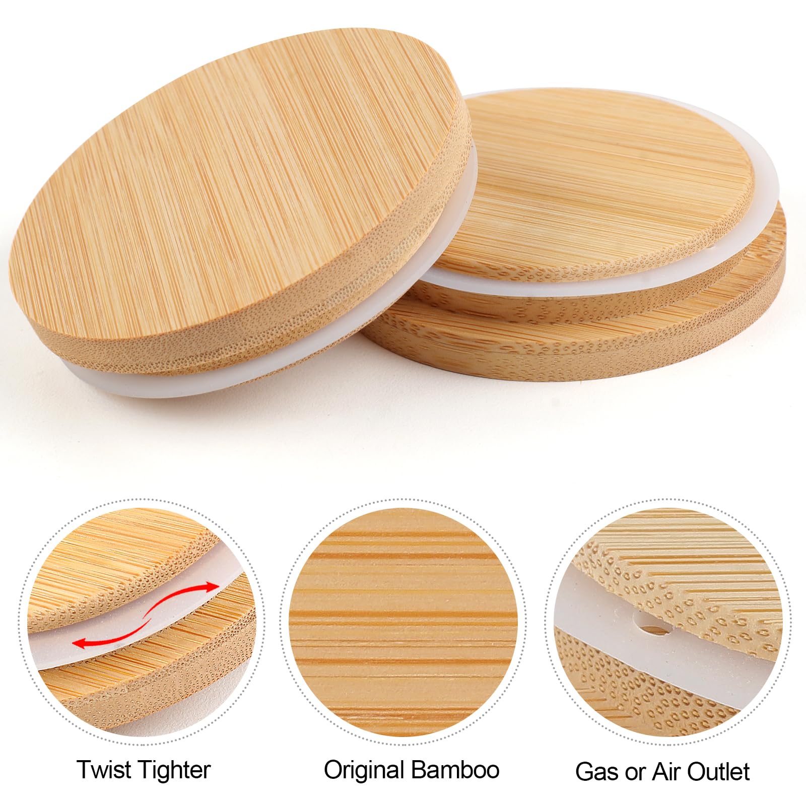 Mason Jar Lids for Wide Mouth, Storage Canning Jar Lids Ball Jars Bamboo Wooden Lids, Reusable Wooden Storage Lids, Wide Mouth Canning Jar Lids, 4-pack