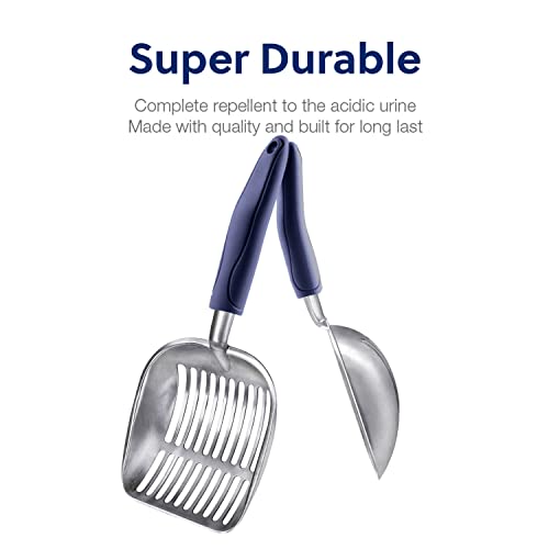 WePet Cat Litter Scoop, Aluminum Alloy Sifter, Kitty Metal Scooper, Deep Shovel, Long Handle, Poop Sifting, Kitten Pooper Lifter, Durable, Heavy Duty, for Litter box